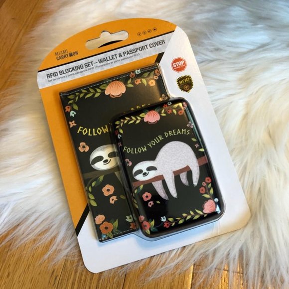 Miami Carry On | Accessories | Sloth Themed Wallet And Passport Cover ...
